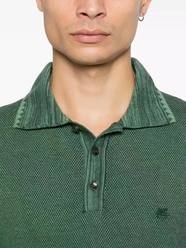 Etro Buttoned Pique Polo Shirt - Green