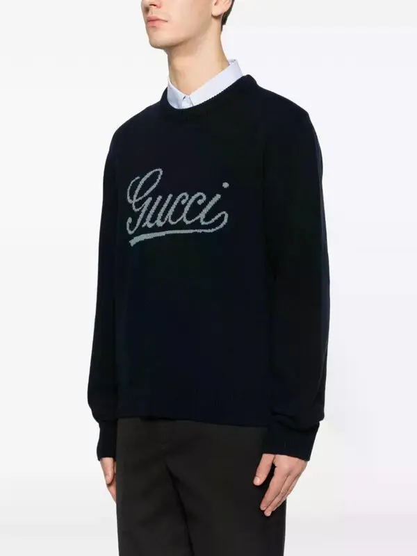 Gucci Logo Crew-neck Sweater - Blue