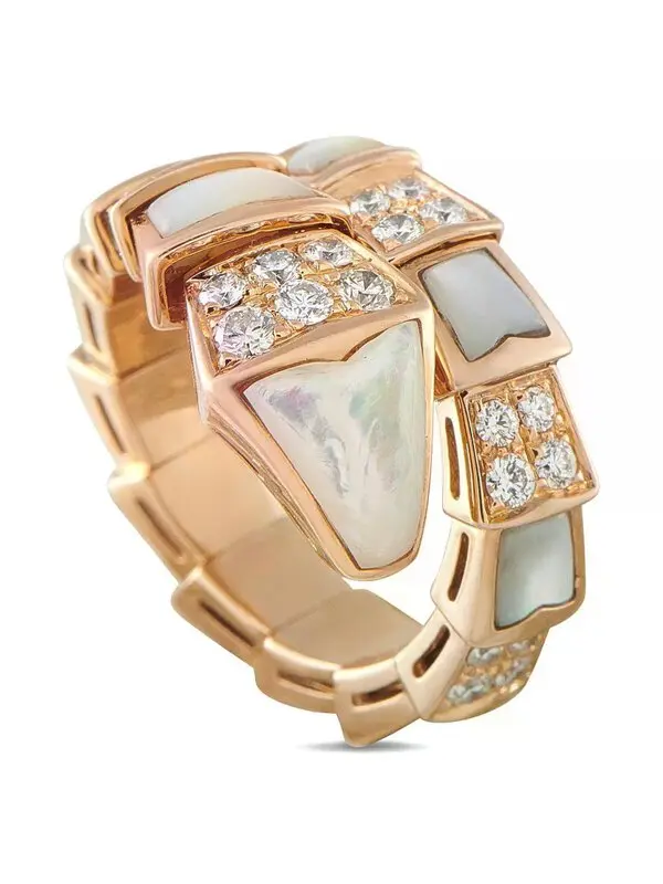 BVLGARI Serpenti Viper Diamond And Mother-of-pearl Ring - Gold
