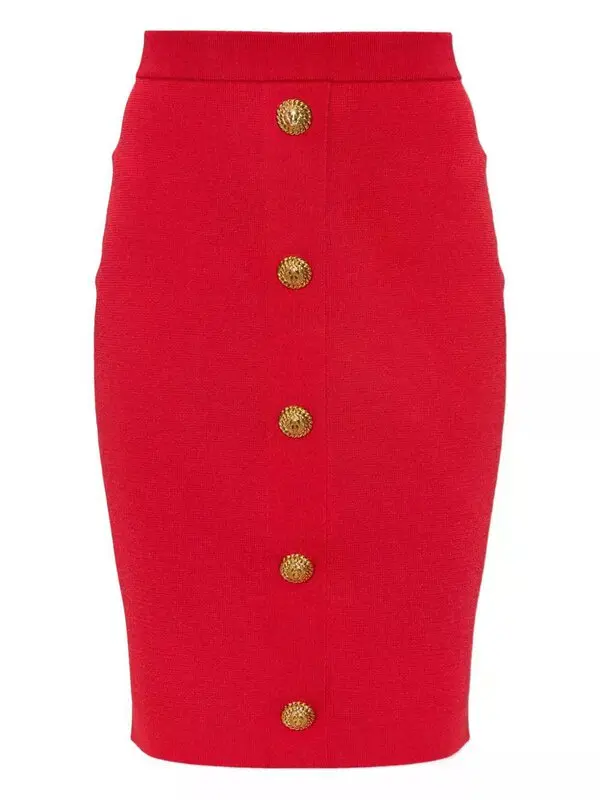 Balmain Button Mini Skirt - Red