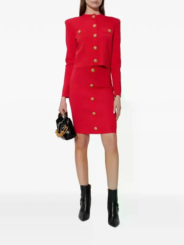 Balmain Button Mini Skirt - Red