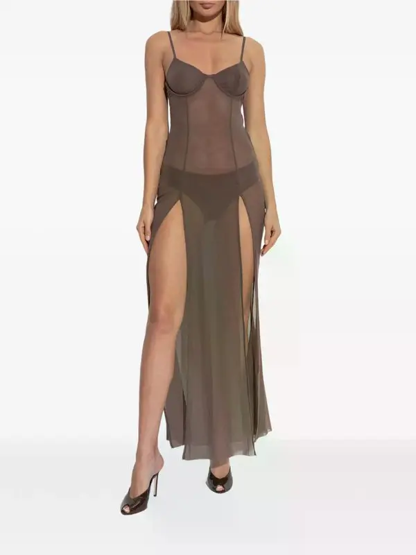Bond Eye Mesh Slit Maxi Dress