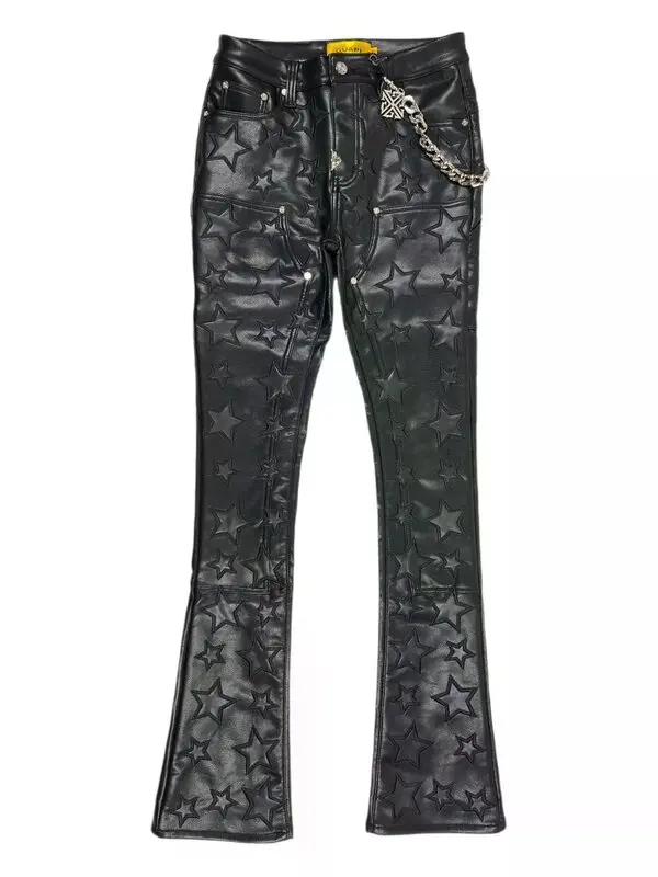 GUAPI Star-embossed Leather Trousers