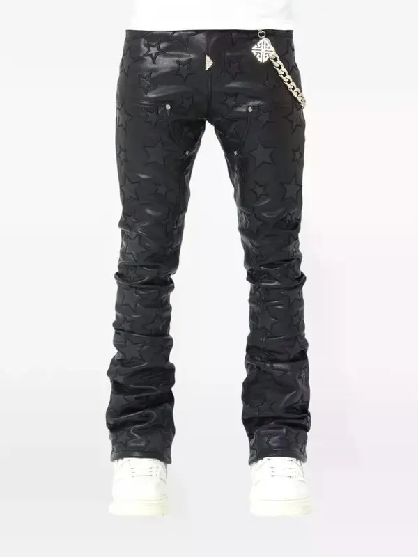 GUAPI Star-embossed Leather Trousers