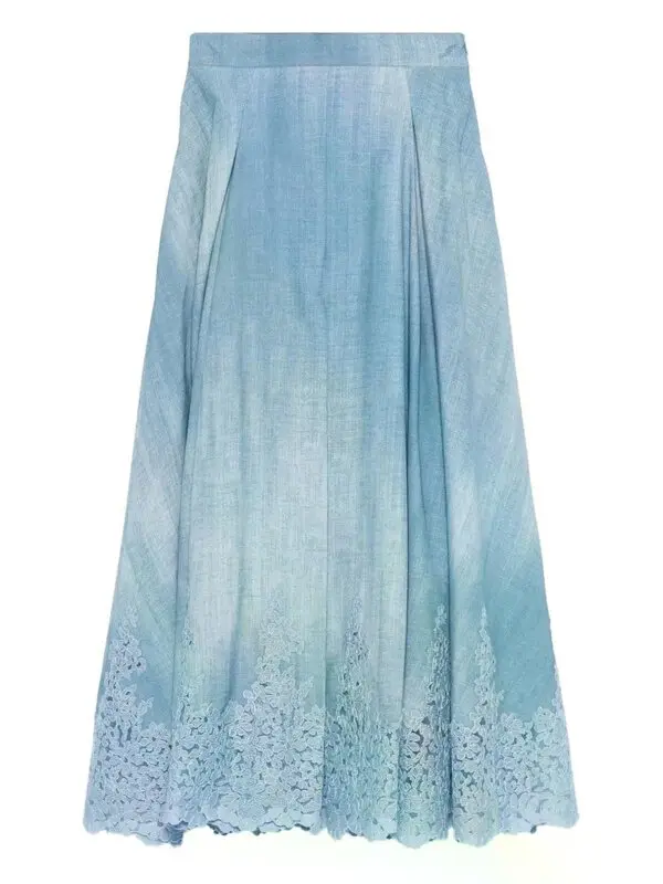 Ermanno Scervino Embroidered Long Skirt - Blue