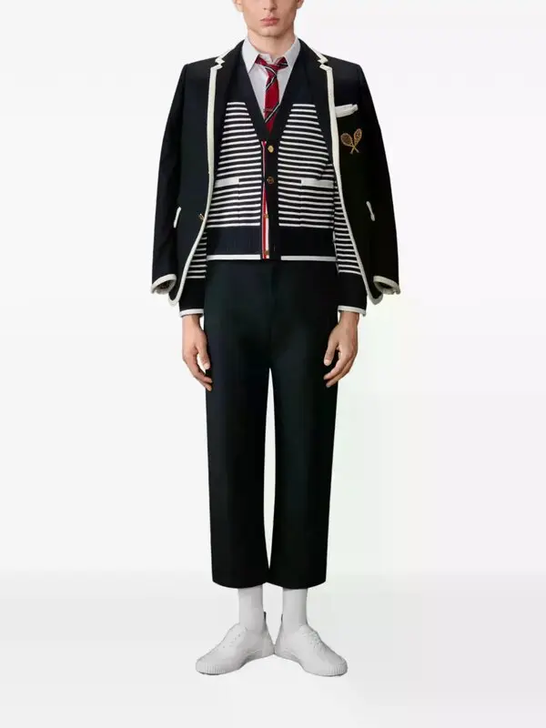 Thom Browne Striped V-neck Cardigan - Blue