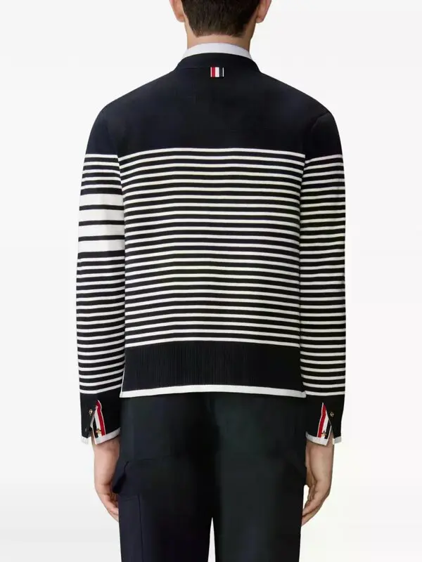 Thom Browne Striped V-neck Cardigan - Blue