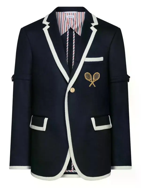 Thom Browne Armband Embroidery Blazer - Blue