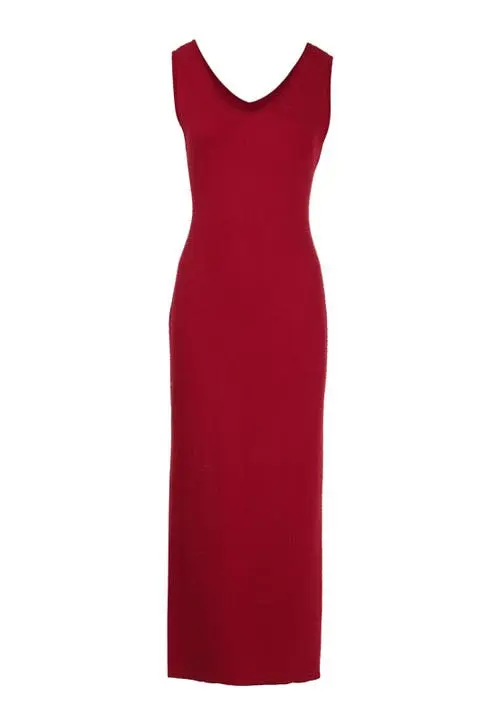 Alexandra Bueno Knit Fluffy Dress - Red