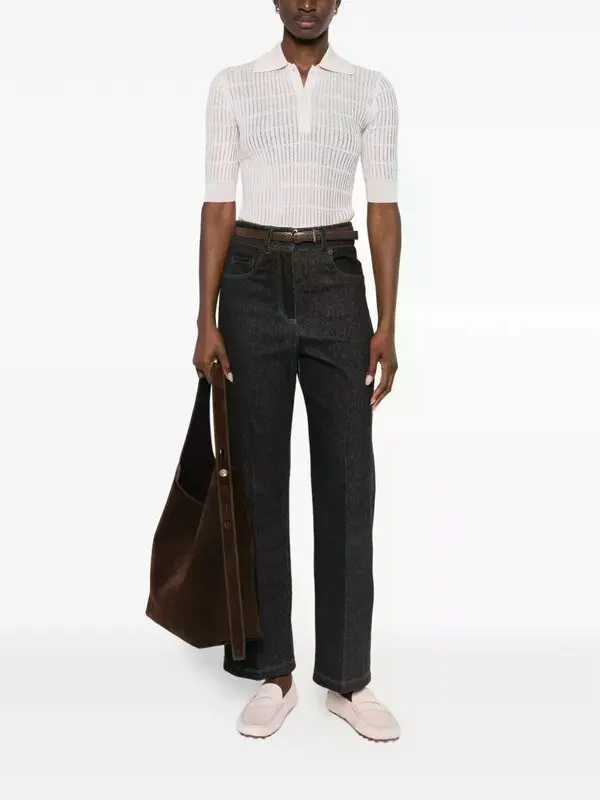 Max Mara Ribbed Knit Polo Shirt