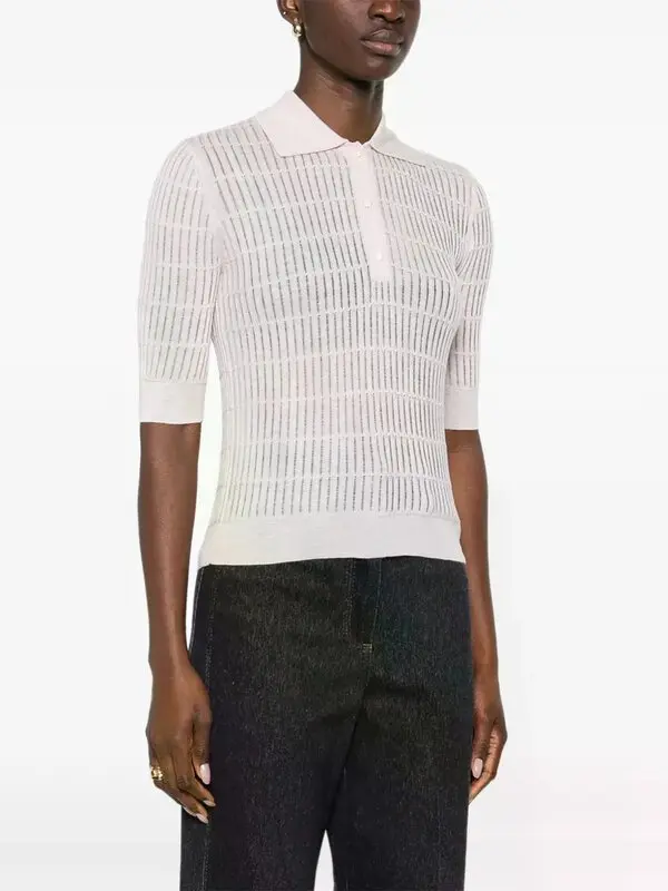 Max Mara Ribbed Knit Polo Shirt