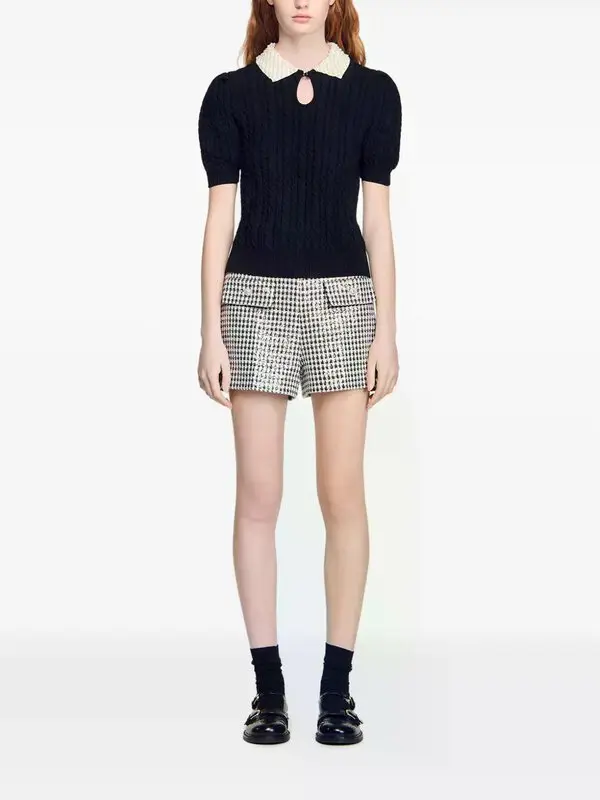 Sandro Collared Short Sleeve Top