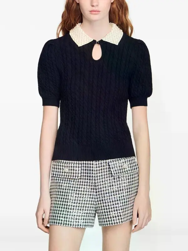 Sandro Collared Short Sleeve Top