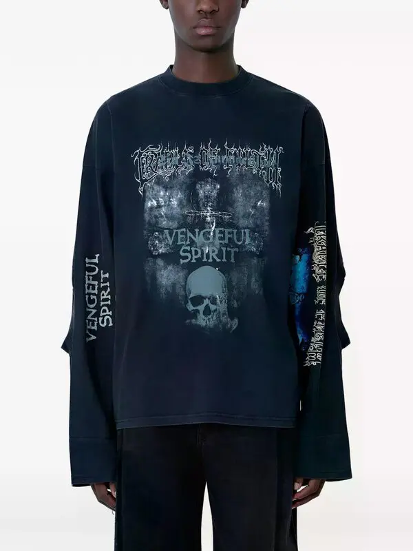 Vetements Spirit Graphic-print Long-sleeve T-shirt - Black