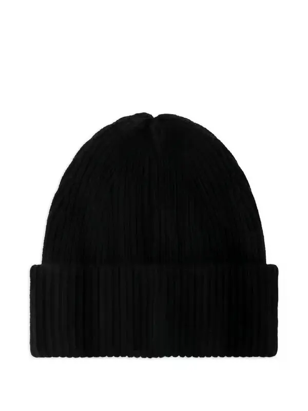 Almada Label Ribbed Beanie Hat - Black