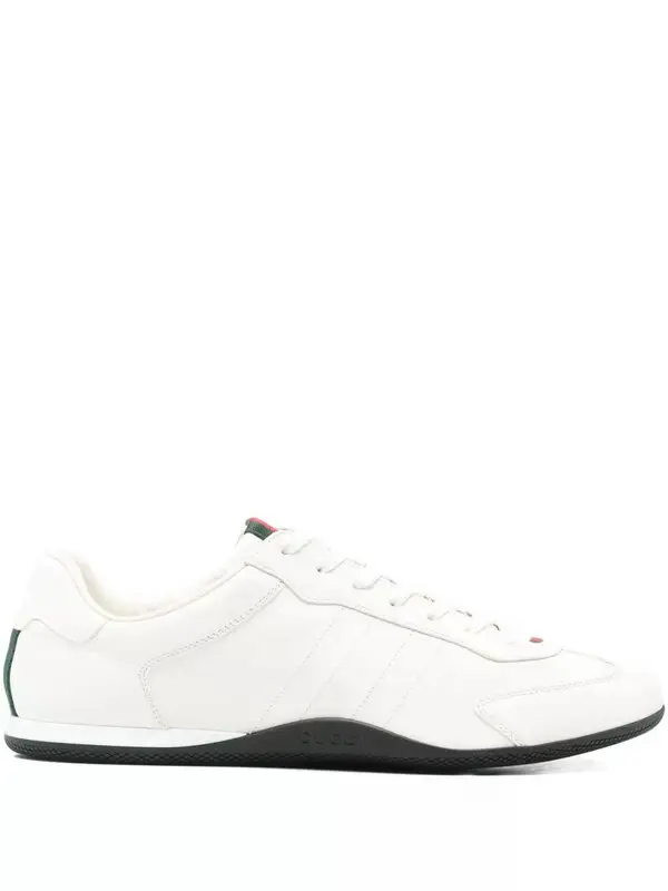 Gucci Leather Sneakers With Web Detail