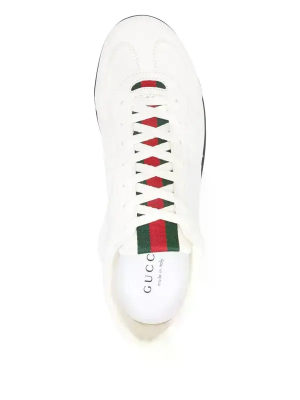 Gucci Leather Sneakers With Web Detail