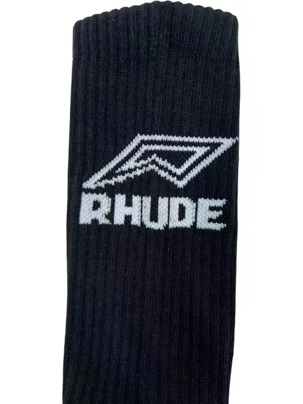 Rhude Footy Logo-intarsia Socks - Black