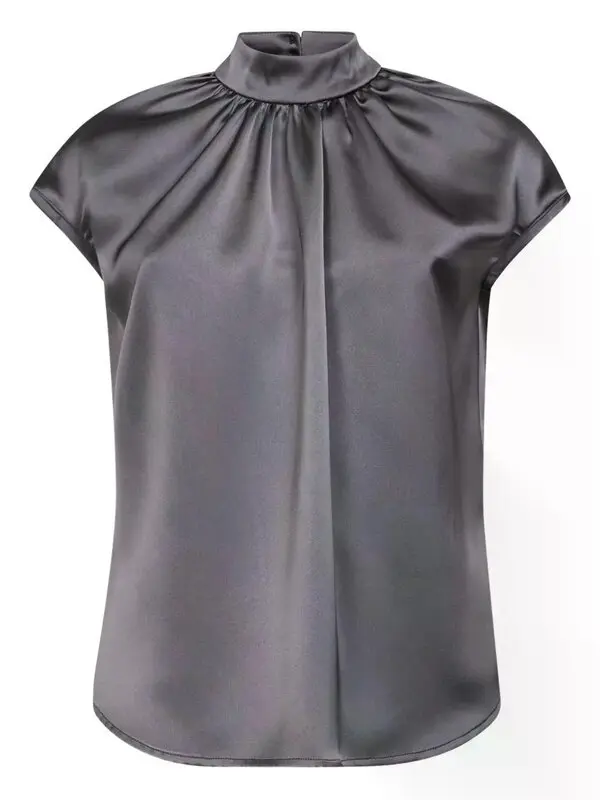 BLANCA VITA Gathered Stand-collar Top