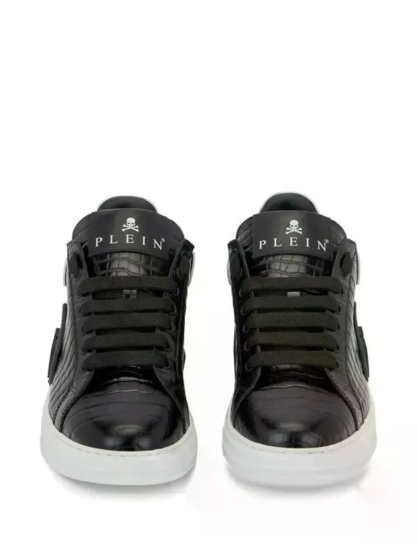 Philipp Plein Phantom Kick$ Cocco Embossed Low-top Sneakers - Black