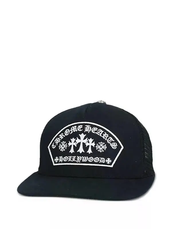 Chrome Hearts Hollywood Triple Cross Embroidered Trucker Cap - Black