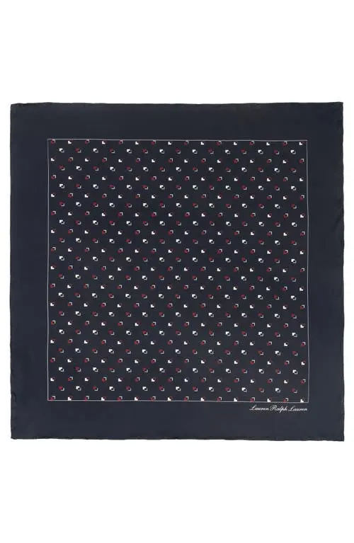 Ralph Lauren Horse Bit Print Square Silk Scarf - Navy/cream