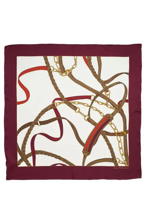 Ralph Lauren Belting Print Square Silk Scarf - Cream