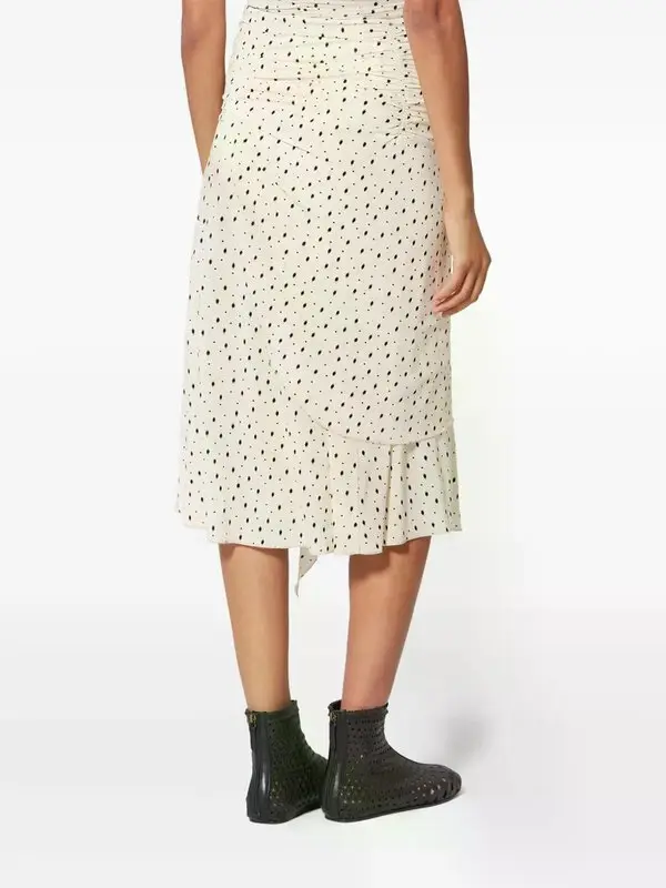 Isabel Marant Étoile Gathered Polka Dot Print Jersey Midi Skirt - Neutrals