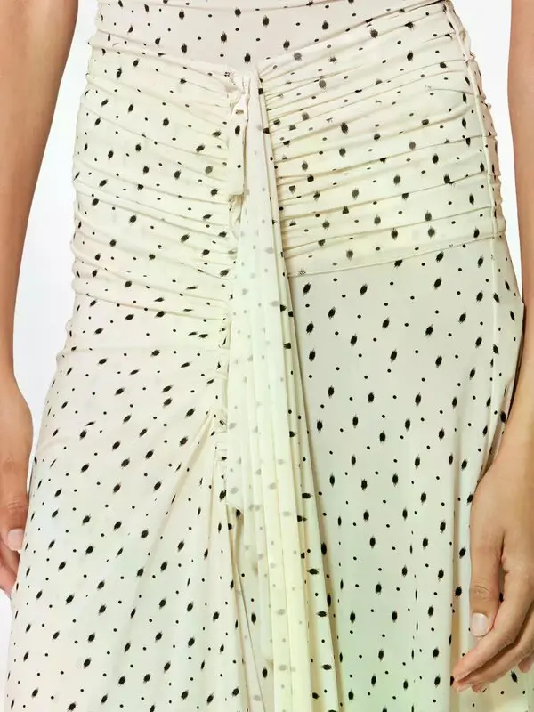Isabel Marant Étoile Gathered Polka Dot Print Jersey Midi Skirt - Neutrals