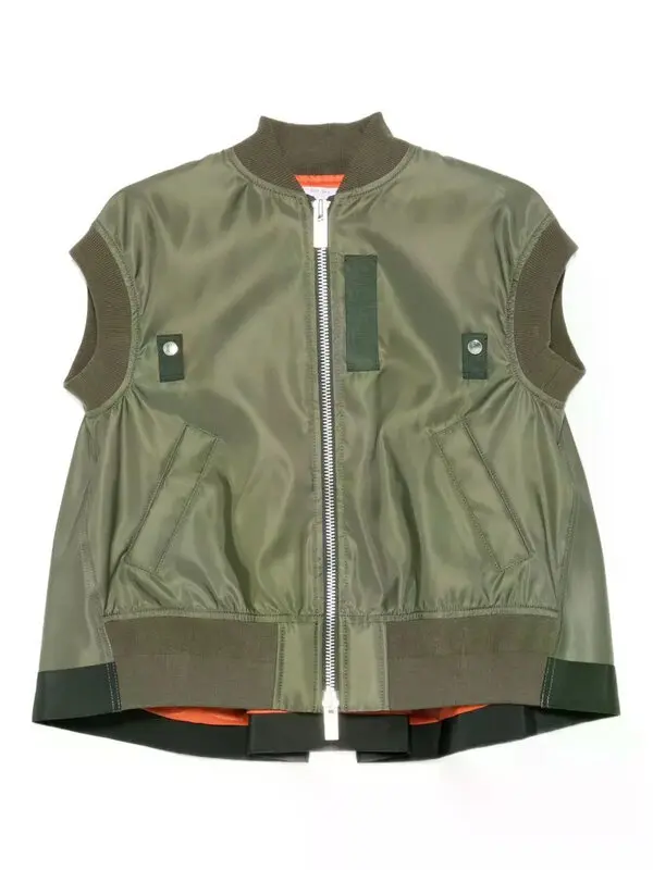Sacai Zip-up Sleeveless Gilet - Green