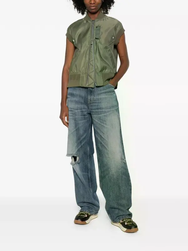Sacai Zip-up Sleeveless Gilet - Green
