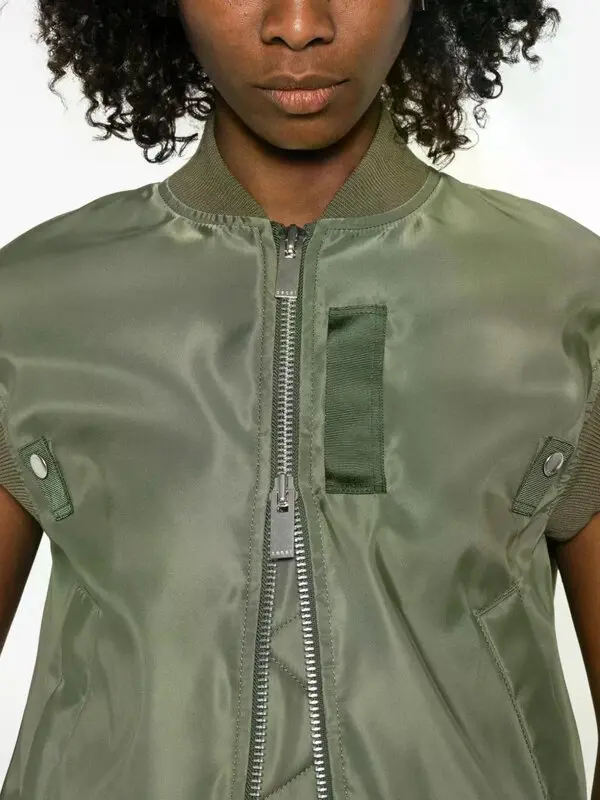 Sacai Zip-up Sleeveless Gilet - Green