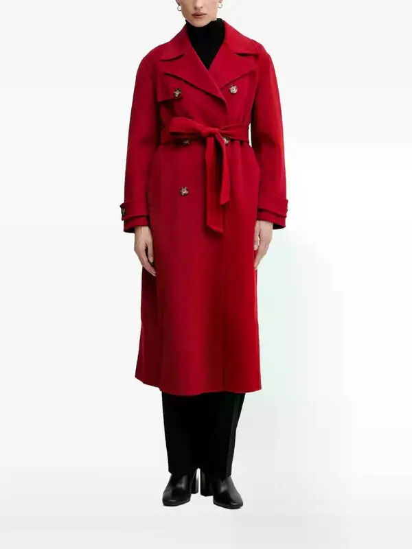 PEDRO DEL HIERRO Belted Double-breasted Coat - Red