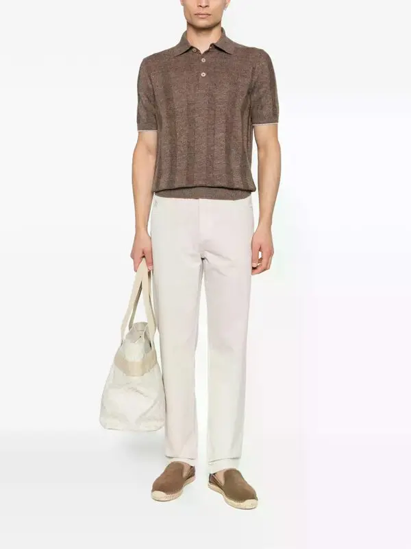 Brunello Cucinelli Ribbed Polo Shirt - Brown