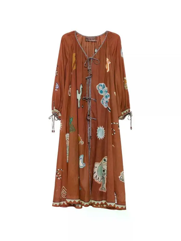 ALEMAIS Laurence Graphic Print Maxi Dress - Brown