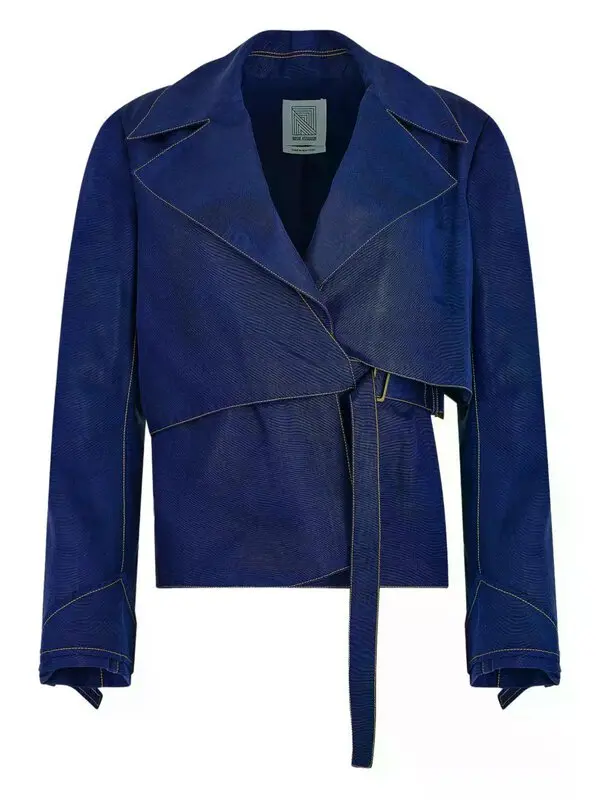 Rosie Assoulin Ridged Moiré Belted Jacket
