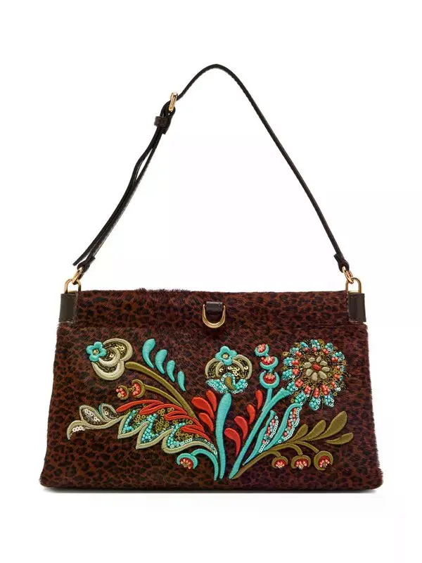 Etro Embroidered Leopard-print Shoulder Bag