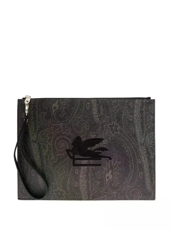 Etro Logo-detail Clutch Bag - Grey