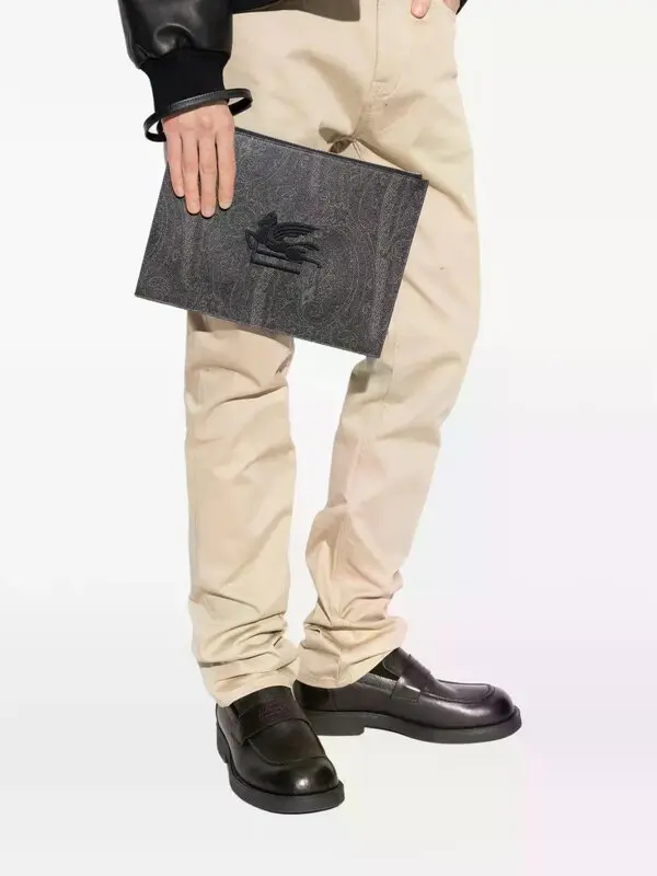 Etro Logo-detail Clutch Bag - Grey