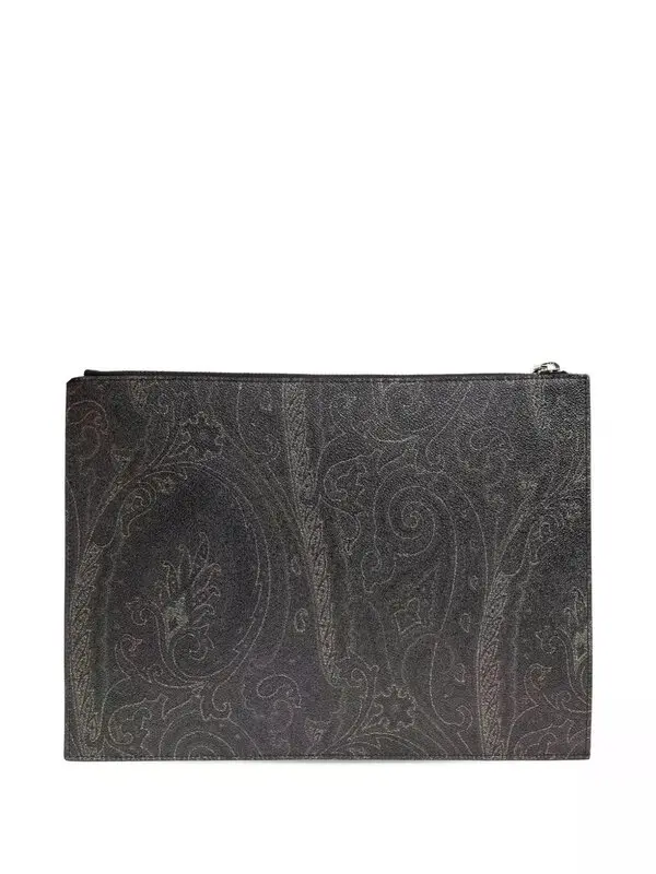 Etro Logo-detail Clutch Bag - Grey