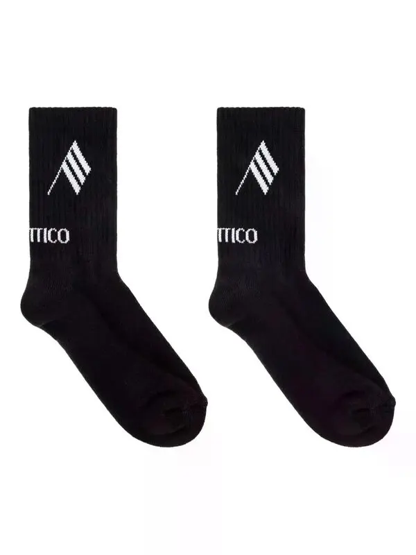 Attico Logo-detail Ribbed Socks - Black