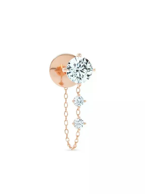 LOEV Diamond Chain-link Stud Earring - Pink