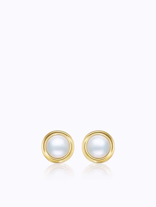 BRIONY RAYMOND Sloan Pearl Stud Earrings - 18 Karat Yellow Gold