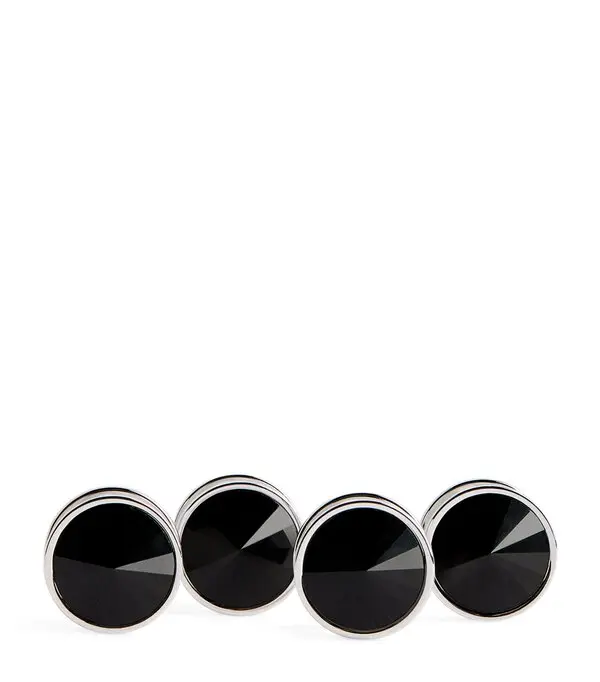 BABETTE WASSERMAN LONDON Rhodium-plated Galileo Stud Cufflinks - Black