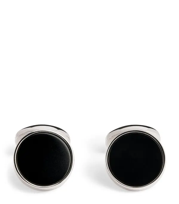 BABETTE WASSERMAN LONDON Rhodium-plated Deco Onyx Cufflinks - Black