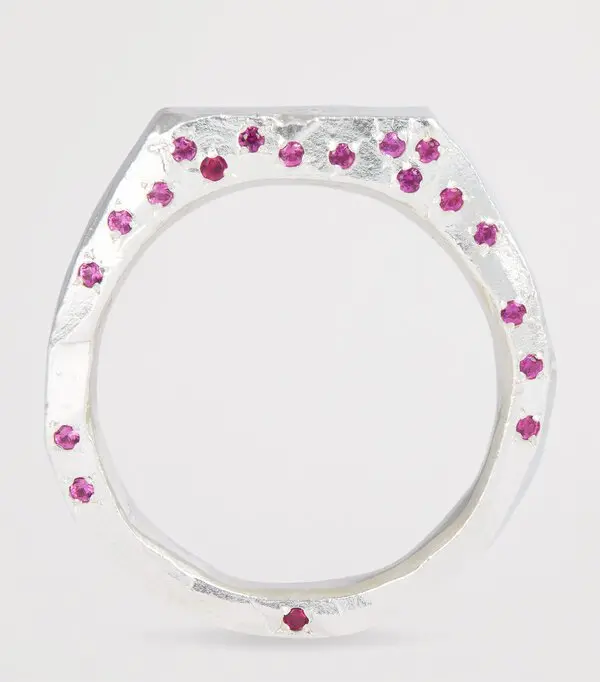 THE OUZE Sterling And Ruby Signet Ring