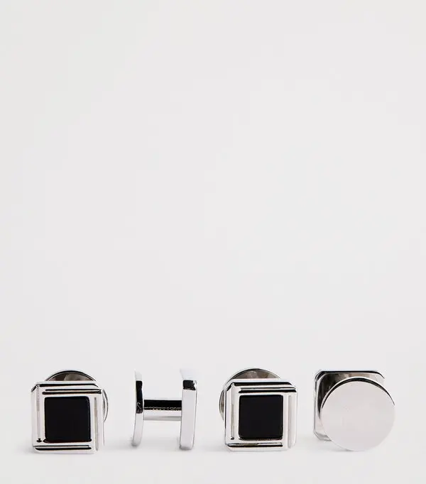BABETTE WASSERMAN LONDON Rhodium-plated Celtic Onyx Cufflinks Set