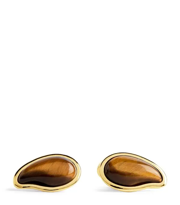 BABETTE WASSERMAN LONDON Gold-plated Chakra Tiger's Eye Cufflinks - Brown