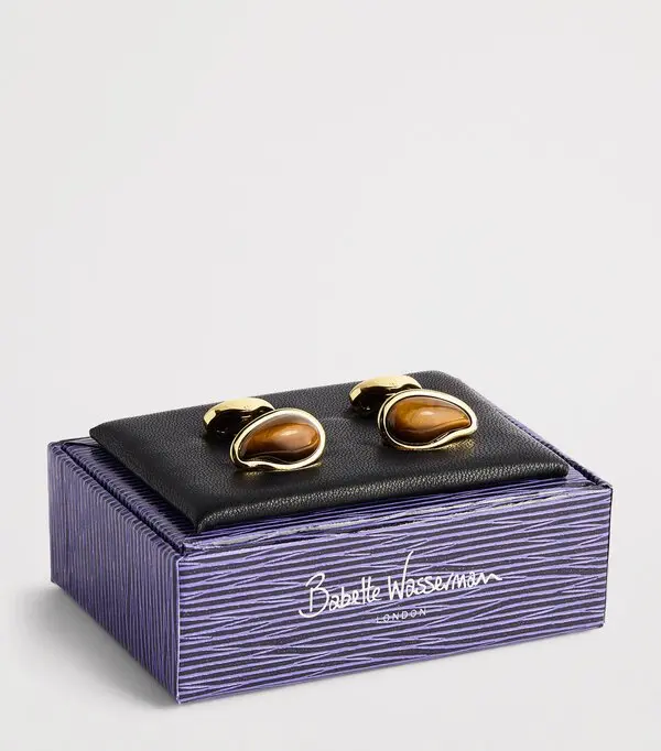 BABETTE WASSERMAN LONDON Gold-plated Chakra Tiger's Eye Cufflinks