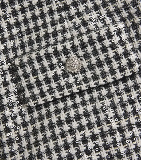 Sandro Tweed Houndstooth Sequined Shorts - Black